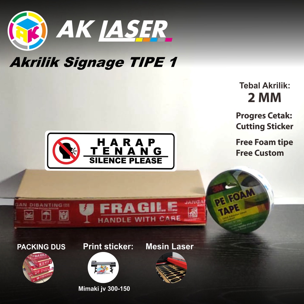 Jual AKRILIK SIGNAGE HARAP TENANG TIPE 1 | Shopee Indonesia