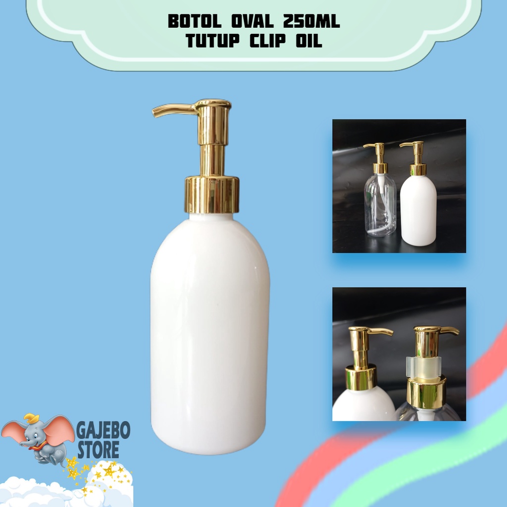 Jual BOTOL OVAL TUTUP PUMP CLIP OIL 250ML / BOTOL PUMP OVAL 250ML CLIP OIL IMPORT NECK24 ...