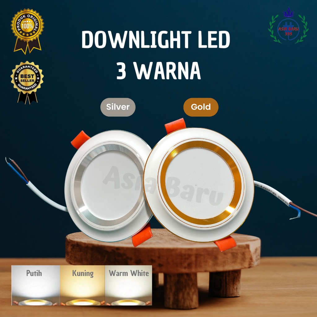 Jual Downlight LED 3 Warna 5 Watt Gold / Silver | Shopee Indonesia