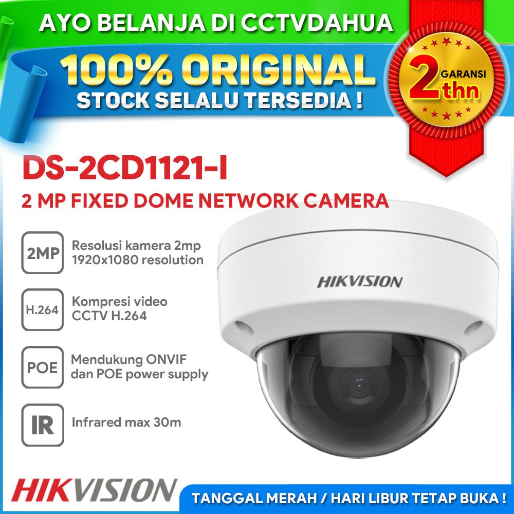 Jual HIKVISION DS-2CD1121-I Hikvision 2 MP Fixed Dome Network Camera | Shopee Indonesia