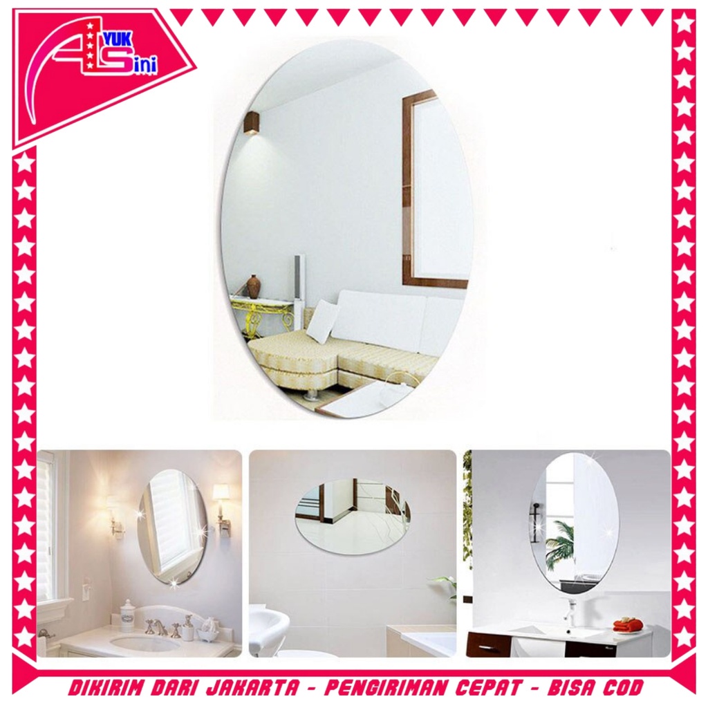 Jual Stiker Cermin Kaca Dinding Oval Anti Pecah Acrylic Kaca Cermin ...