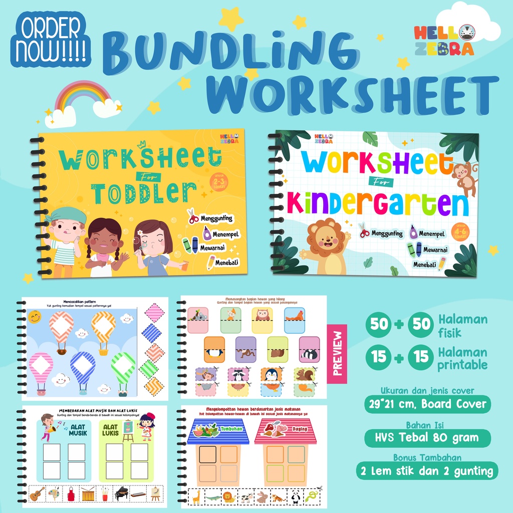 Jual BUNDLING WORKSHEET KINDERGARTEN AND TODDLER l BUKU AKTIVITAS ANAK ...