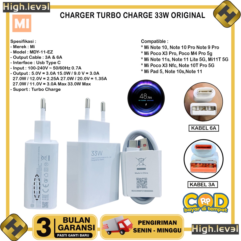 Jual Charger MI Poco X3 Pro, X3 NFC, Poco M4 Pro 5G USB Type C TURBO ...