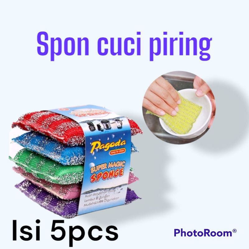 Jual spon busa cuci piring sabut jaring spon dishwashing sponge ...