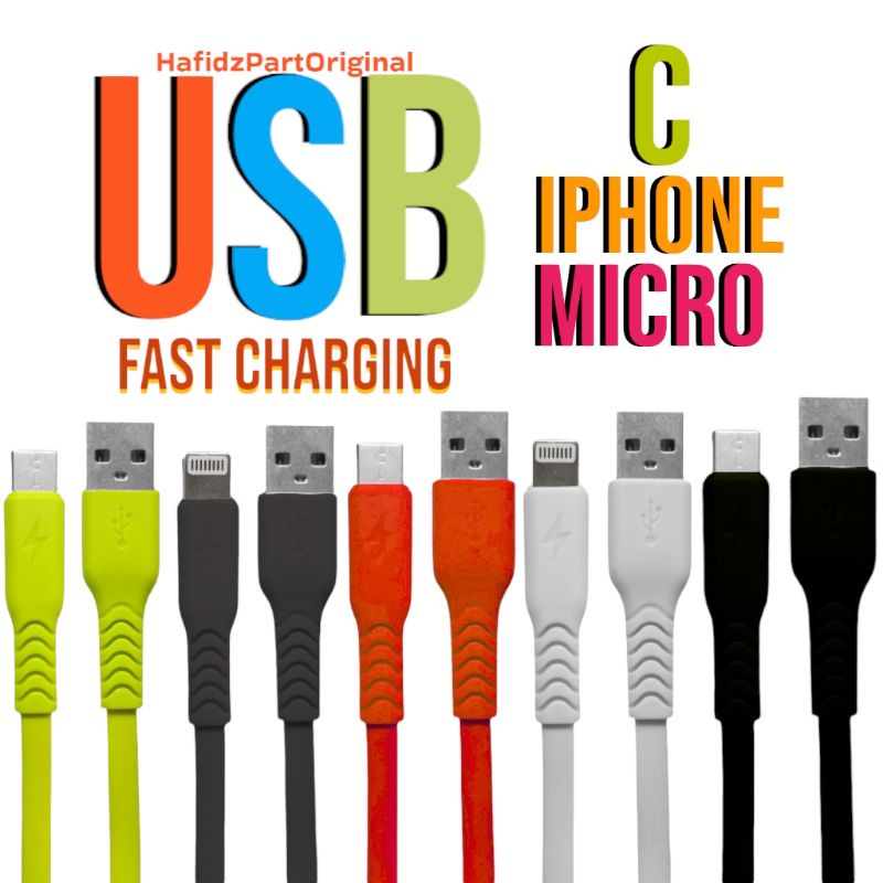 Jual Kabel Data Usb Type C Micro Ip Fast Charger Cas 3 Ampere New ...