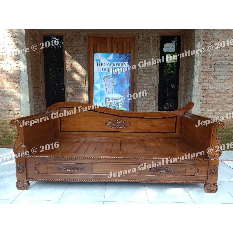 Jual REAL PICT !! Bangku Bale bale Jati ukir Perahu laci 2 daybed jati ...