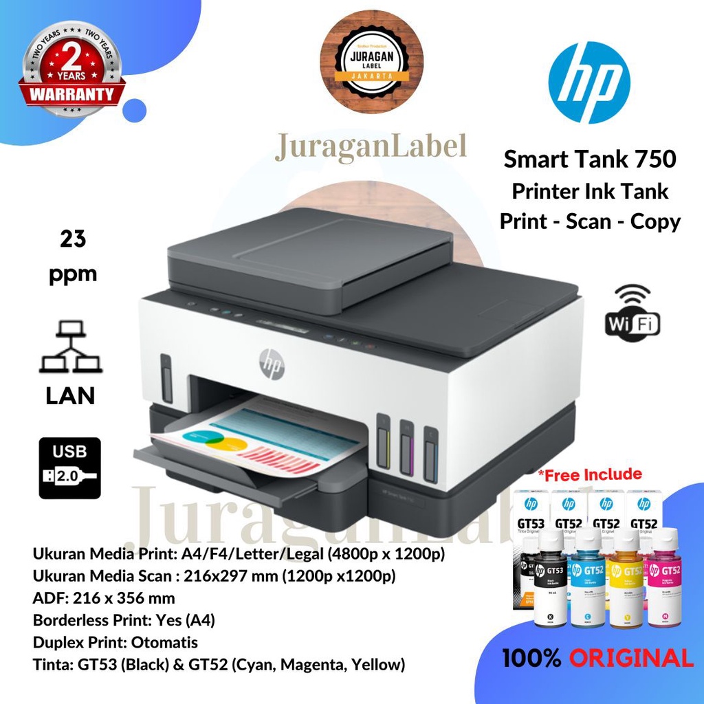 Jual Printer HP Smart Tank 750 All In One A4 ADF WIFI HP750 Garansi ...