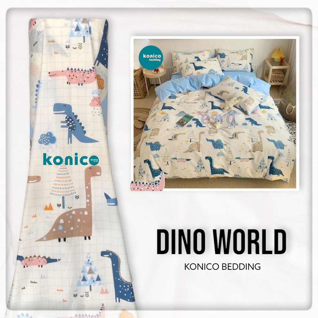 Jual KONICO Bahan Kain Sprei katun Motif tabur Anak DINO WORLD | ELBHE STAR CATRA GROW ( METERAN ...