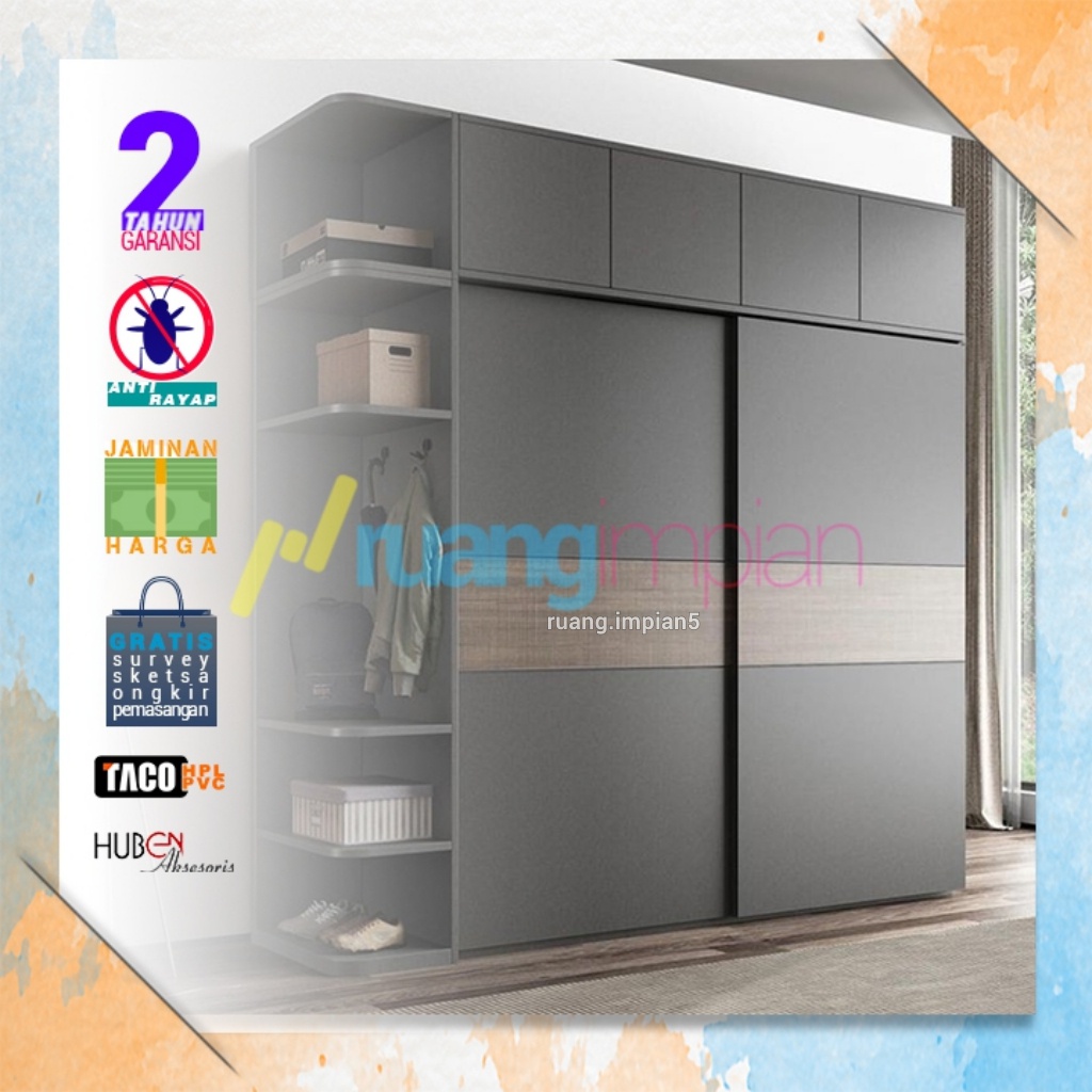 Jual Custom Lemari Pakaian, Wardrobe, Walk-in closet HPL PVC Board t ...