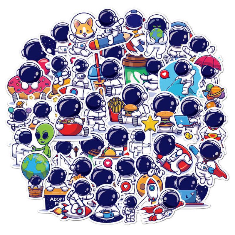 Jual Stiker Cute Astronot 30pc Sticker Kartun Astronot NASA Sticker ...