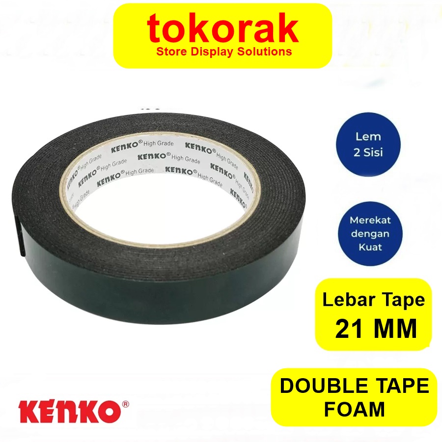 Jual DOUBLE TAPE FOAM 21 MM KENKO 1 INCH ISOLASI DOBEL TIP BUSA HIJAU 1' | Shopee Indonesia