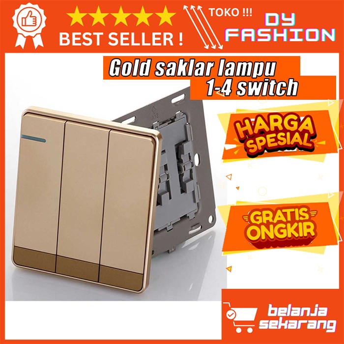 Jual Saklar dinding 1 2 3 4 Way SP739 Switch Panel Sakelar Lampu Emas ...