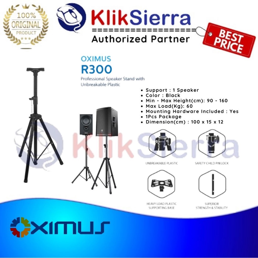 Jual Stand Speaker Tripod kualitas bagus kokoh kuat besi tebal OXIMUS R300 | Shopee Indonesia