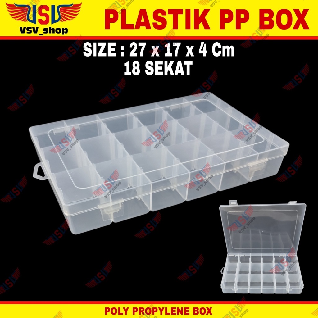 Jual Kotak Plastik 18 Sekat Penyimpanan Box Plastik PP Case Plastic ...