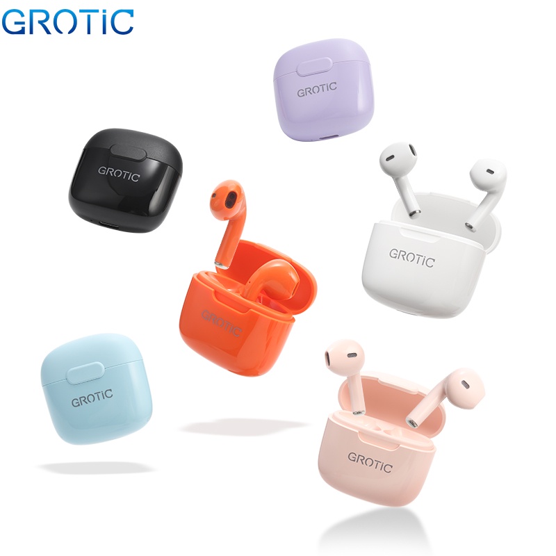 Jual GROTIC Headset Bluetooth TWS Macaron Earphone Wireless Stereo Bass ...