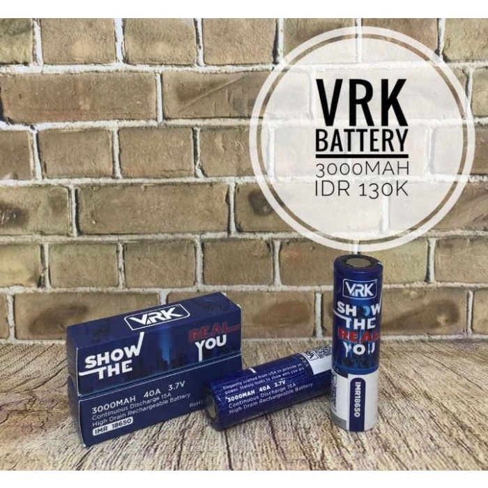 Jual VRK 3000MAH 40A HIGH DRAIN RECHARGEABLE 18650 BATTERY | Shopee ...