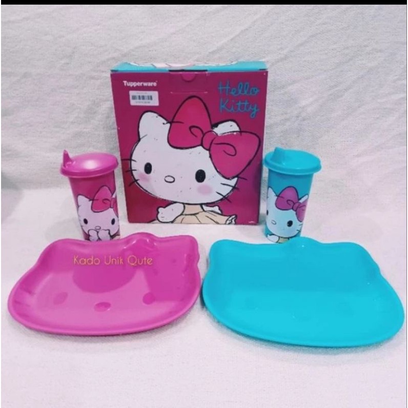 Jual Tupperware Hello Kitty Set Original Piring dan Gelas 2 set ...