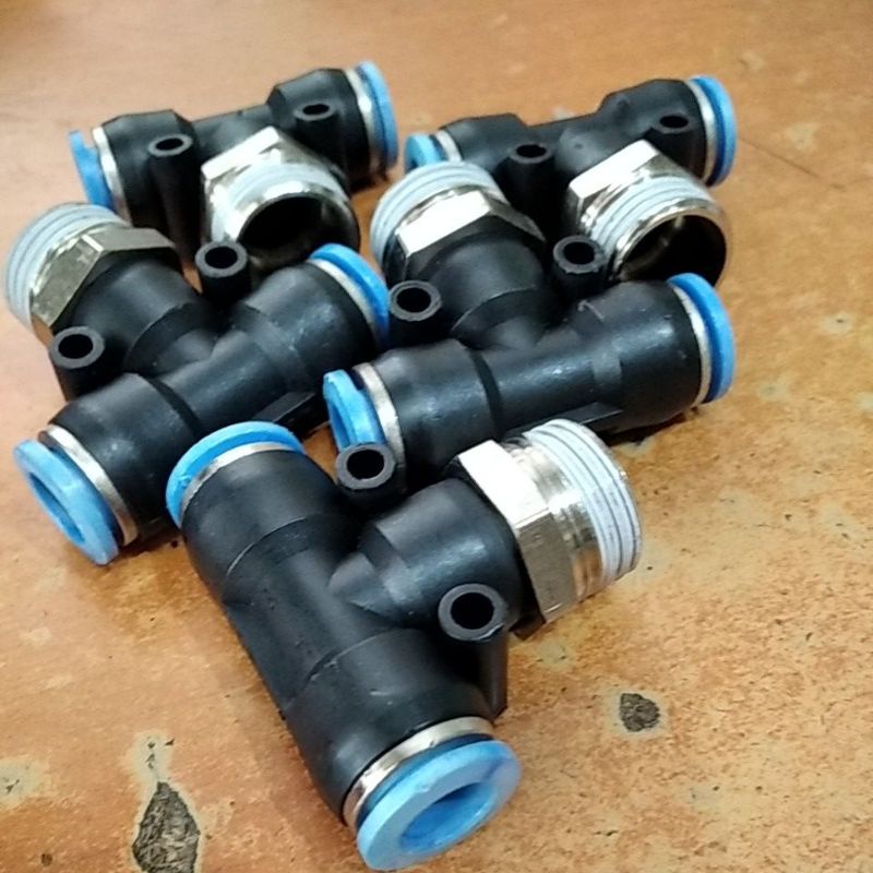 Jual fitting angin pneumatic model tee selang 10 mm drat tengah 1/2 ...