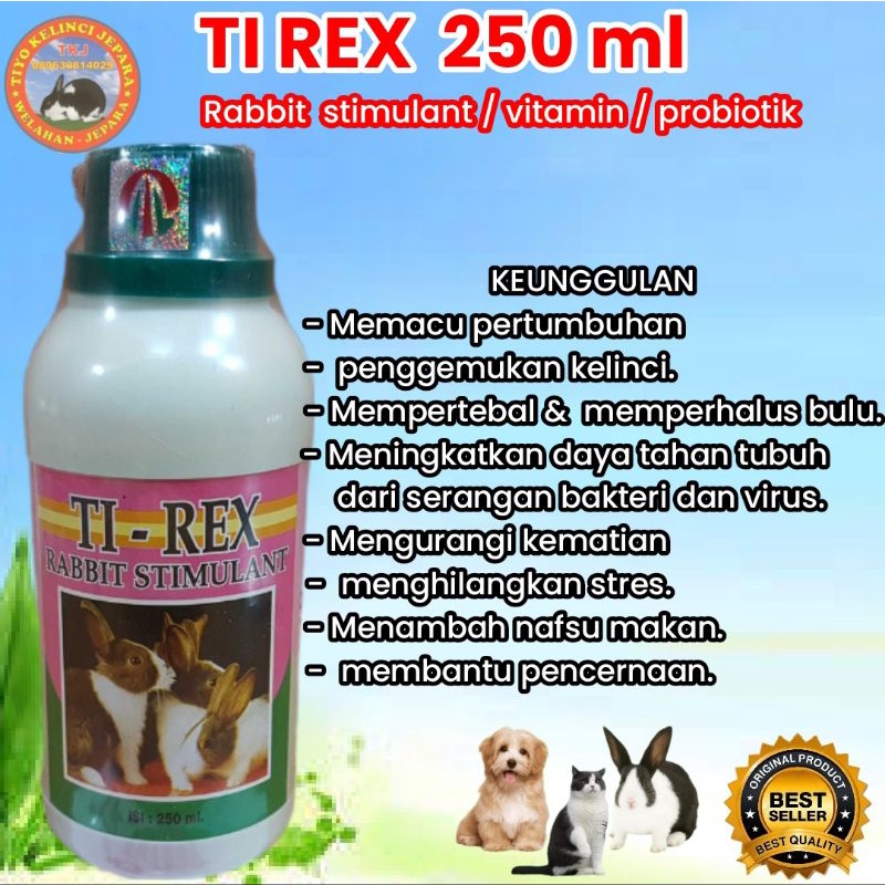 Jual TI rex 250 ml untuk pertumbuhan kelinci serta kesehatan hewan | Shopee Indonesia