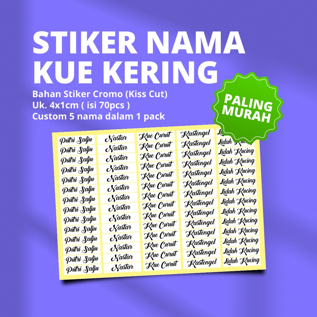 Jual STIKER NAMA KUE KERING / LABEL KUE KERING ( 1 x 4 cm isi 70pcs ...