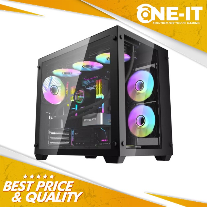 Jual CASING PC DarkFlash C285 Tempered Glass Gaming Case M ATX Black ...