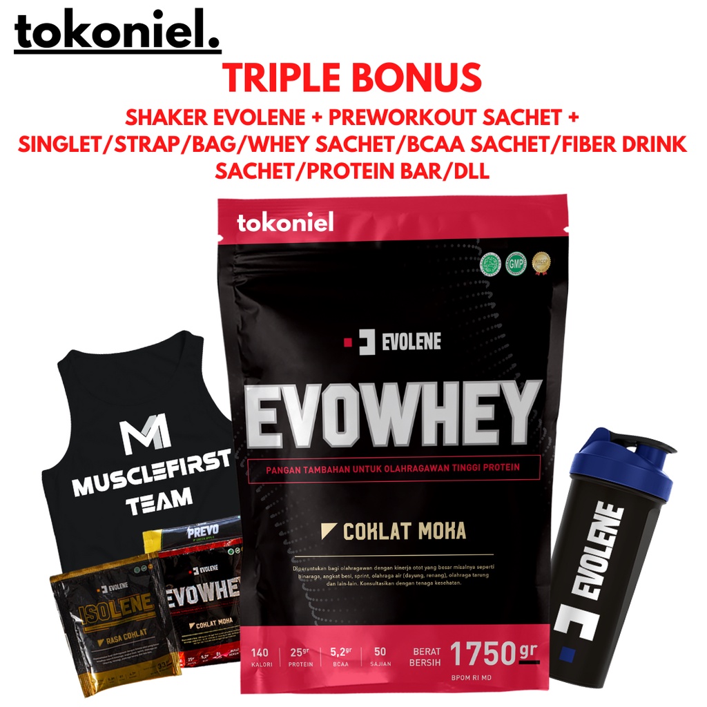 Jual Evolene Whey Protein Evowhey 1750 Gr 50 Sachet Original BPOM HALAL ...