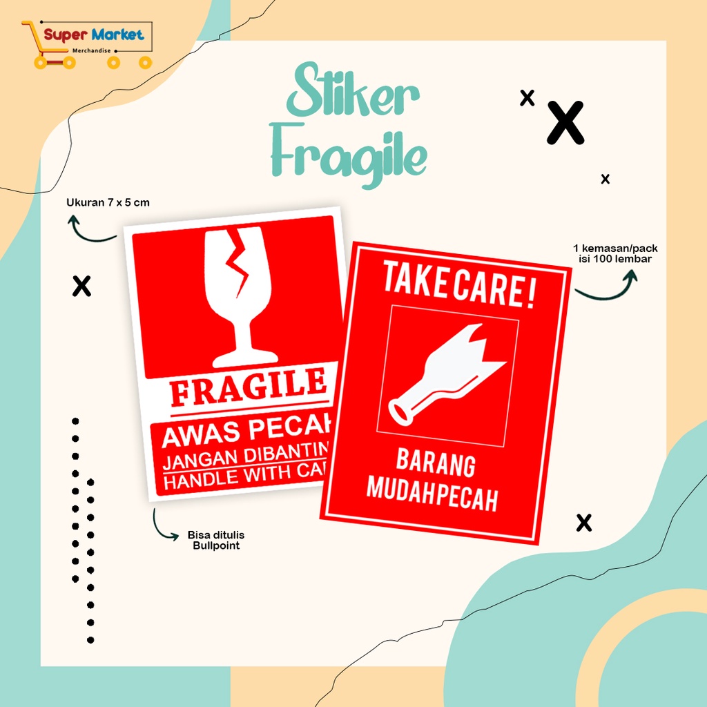 Jual Stiker Fragile / Stiker Pengiriman / Sticker Label Pengiriman ...