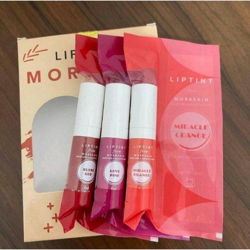 Jual LIPTINT MORESKIN dapat 3 warna awet tahan lama | Shopee Indonesia