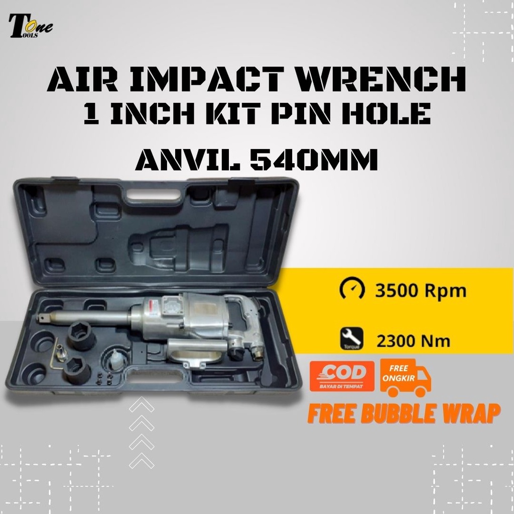 Jual Air Impact Wrench 1 Inch Long Anvil Pinless Mechanism Impact Angin ...