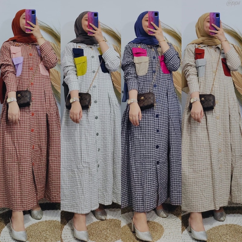 Jual GAMIS WANITA KEKINIAN FULL KANCING KATUN POCKET TERBARU | Shopee ...
