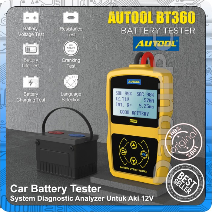 Jual AUTOOL BT360 Car Battery Tester System Diagnostic Analyzer Untuk ...