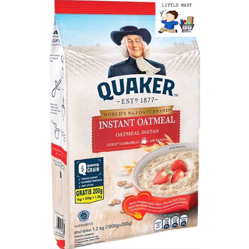 Jual Quaker Instant Oatmeal 1000gr+200gr/1200 gr Sereal/Cereal | Shopee ...