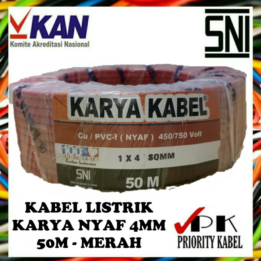 Jual Kabel Listrik Serabut KARYA NYAF 1x4 1x4mm 4mm 50 Meter (50M ...