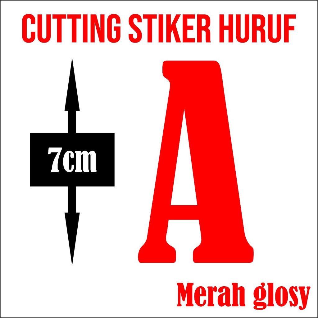 Jual stiker cutting huruf - warna merah satu warna - tinggi 7cm - bahan ...