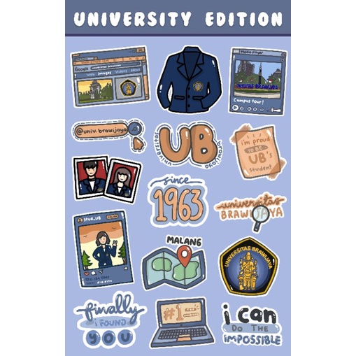 Jual [15 PCS] STIKER UNIVERSITAS BRAWIJAYA (UB) LUCU MURAH KERTAS ...