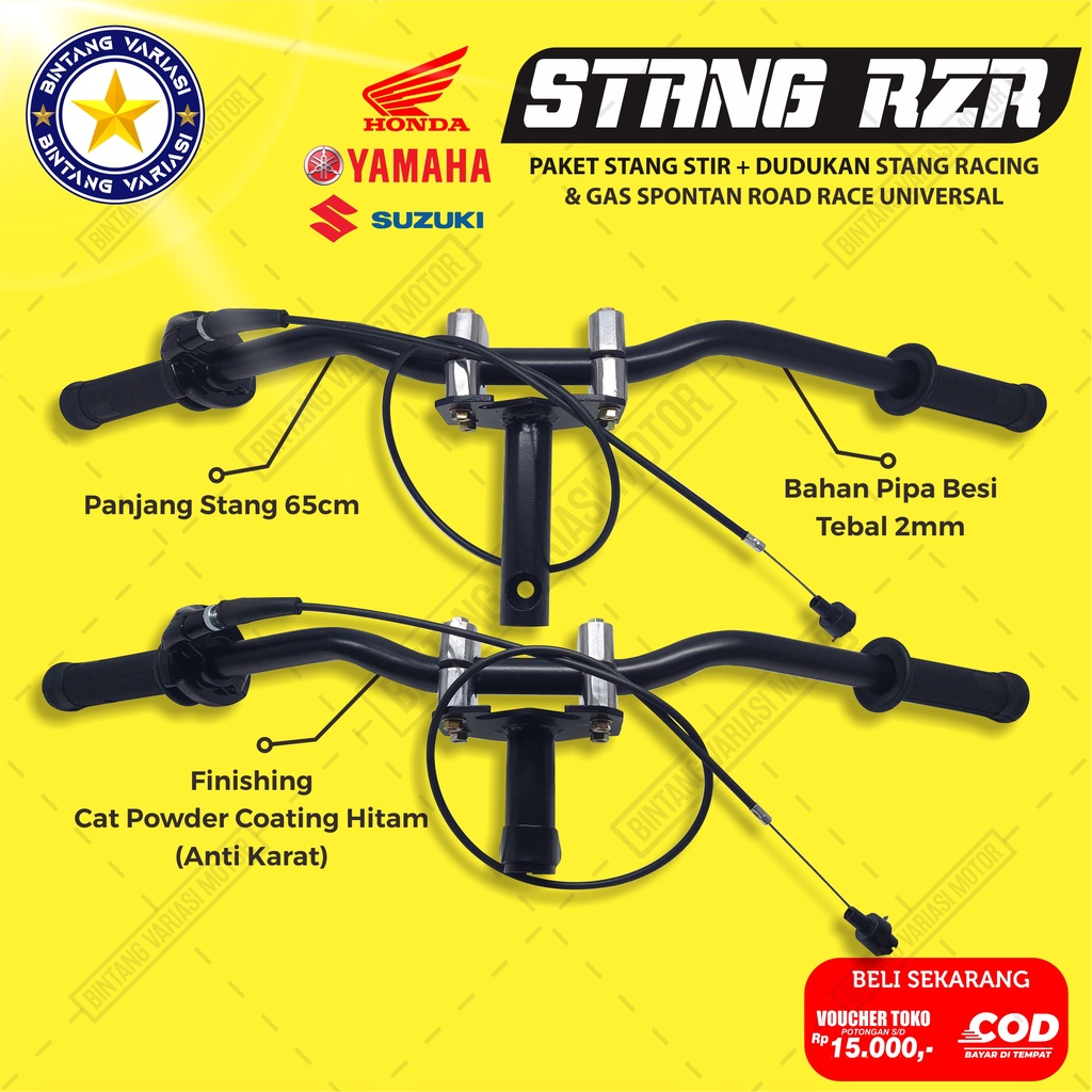 Jual PAKET STANG STIR RZR PLUS DUDUKAN STANG RACING ROAD RACE UNIVERSAL ...