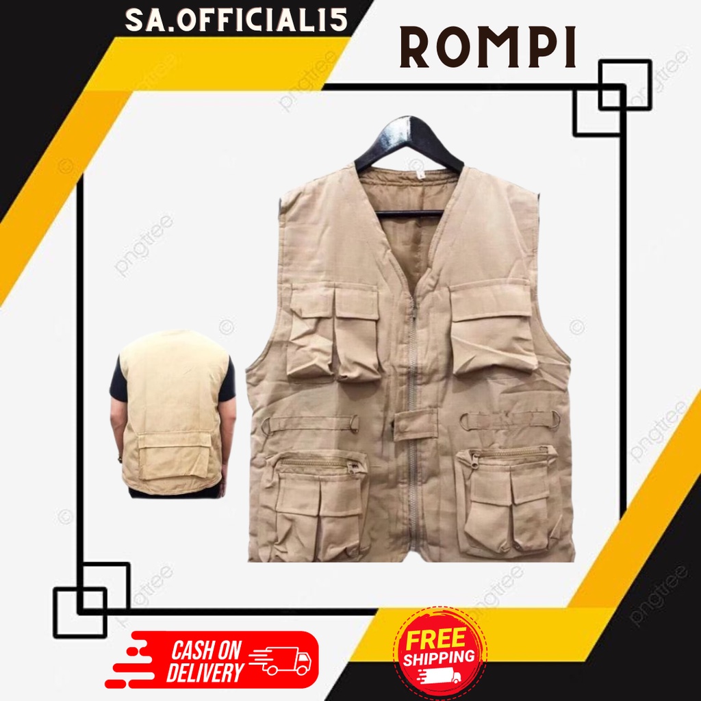 Jual ROMPI TACTICAL OUTDOOR MULTIFUNGSI ROMPI CARGO BANYAK SAKU / VEST ...