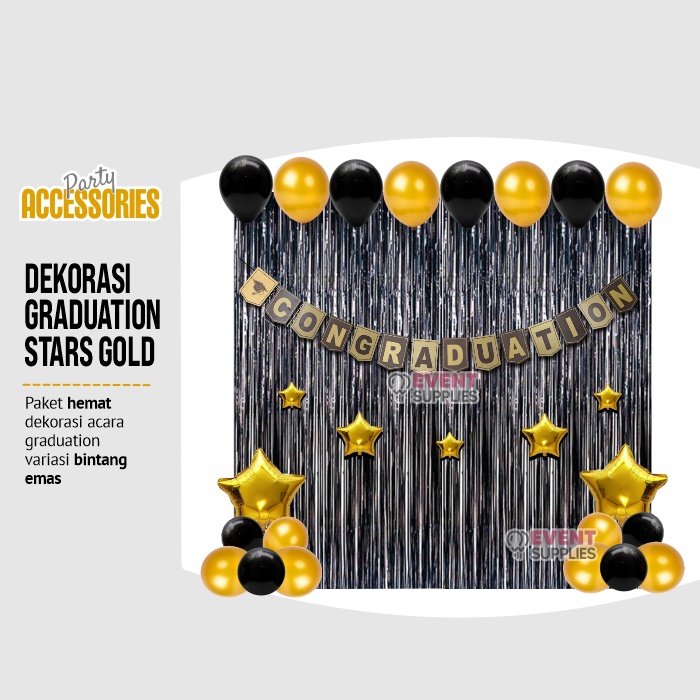 Jual Paket Kombo Dekorasi Happy Graduation Kelulusan Foil Star Party ...