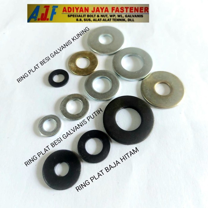 Jual RING PLAT ( FLAT WASHER ) M.16 ( 16mm X32mm X 2,5mm) BAJA HITAM ...