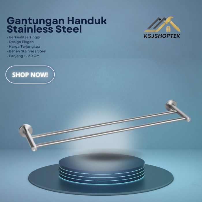 Jual Gantungan Handuk Stainless Steel 60 Cm / Gantungan Baju Kamar ...