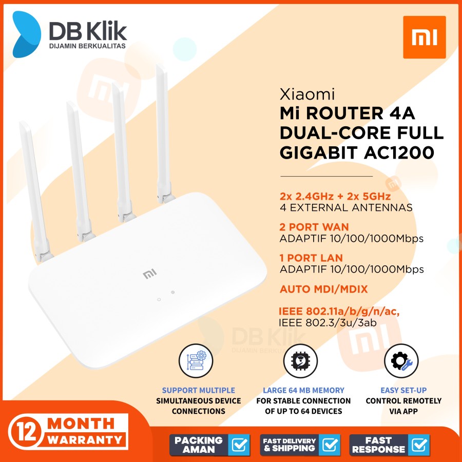 Jual Router Xiaomi Mi 4A Dual-Core Full Gigabit AC1200 Dual Band ...