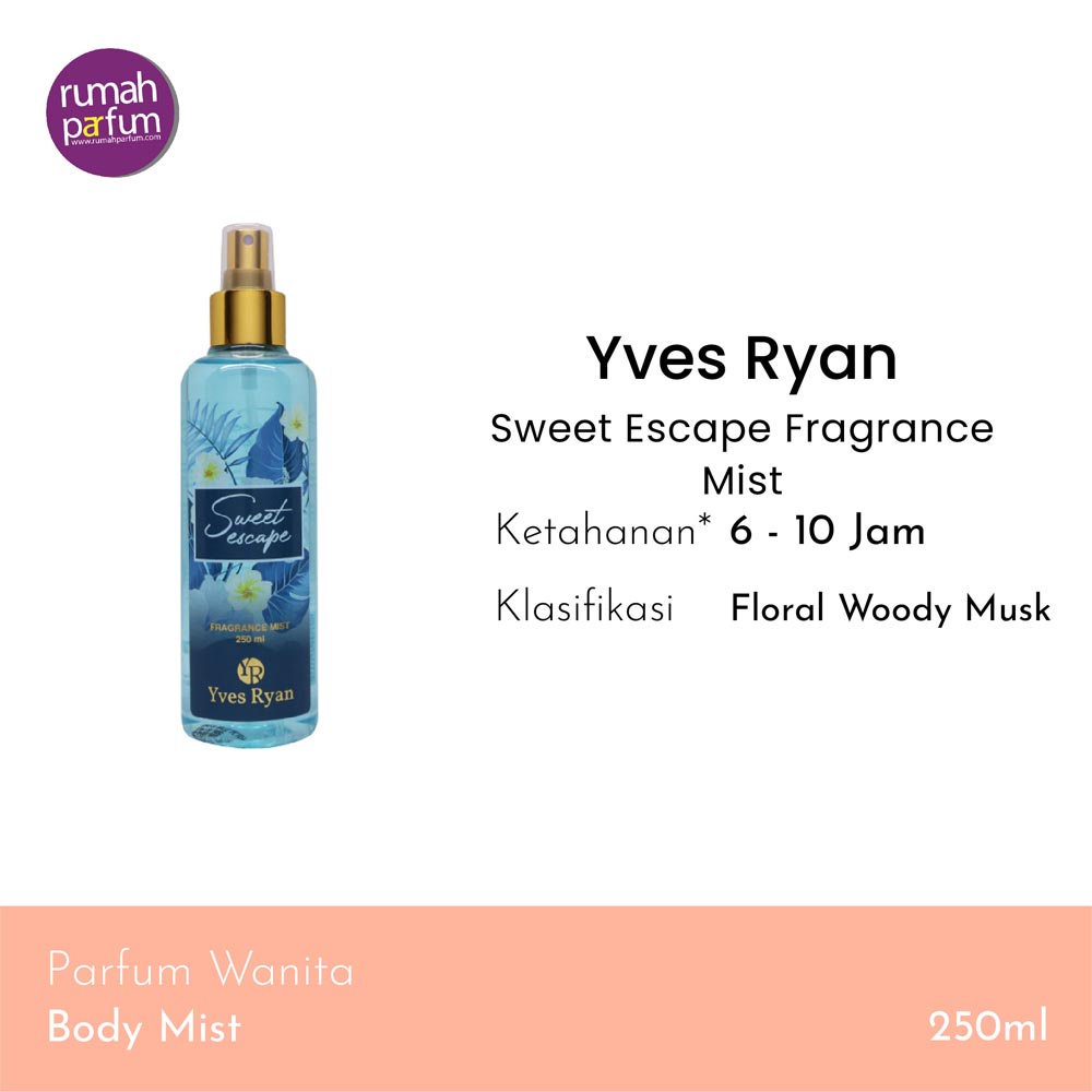 Jual Parfum Wanita Yves Ryan Sweet Escape Fragrance Mist Woman (250ML ...