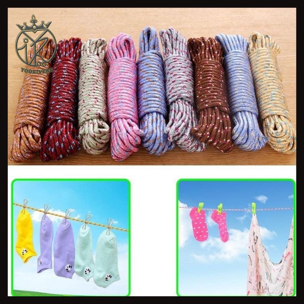 Jual kuat tali jemuran portable bahan nilon panjang 10 meter tali ...