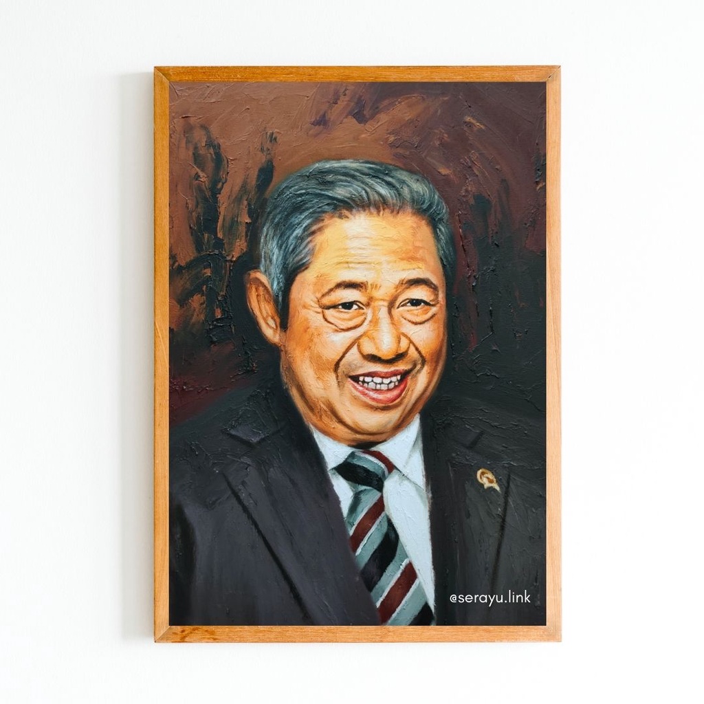 Jual Poster Lukisan Cetak Gambar Presiden SBY Bingkai Blok 3D Aesthetic ...