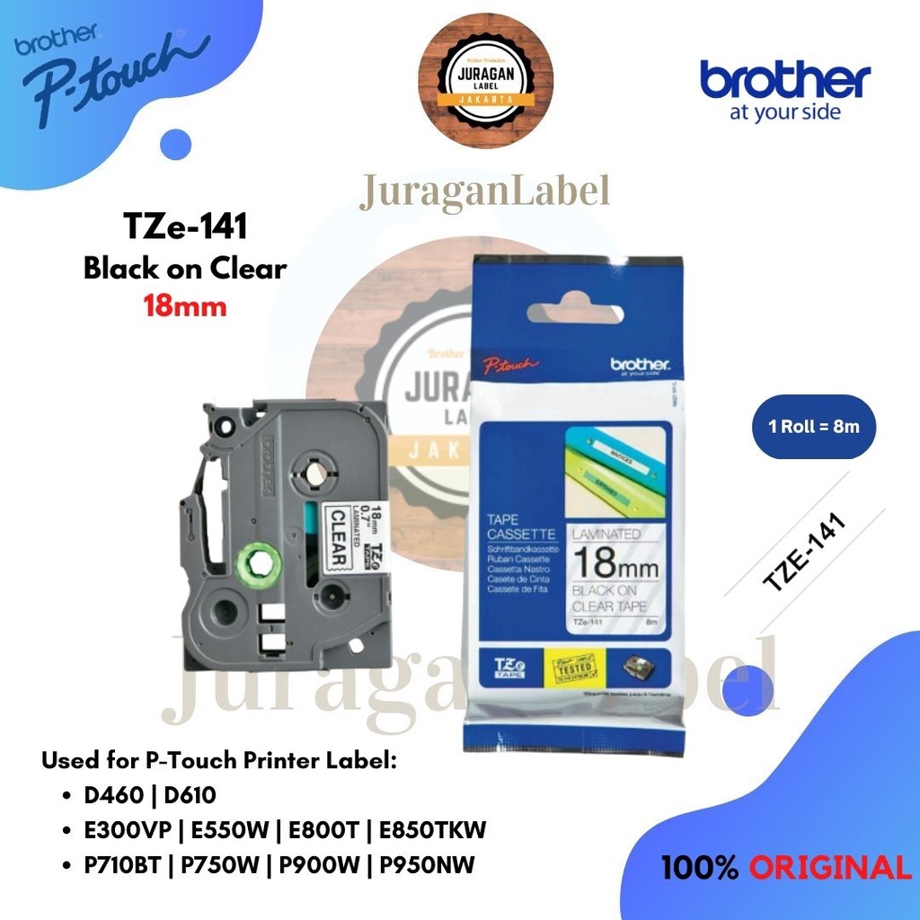 Jual BROTHER TZe-141 18mm PTouch Tape Label Barcode TZe141 Black on ...