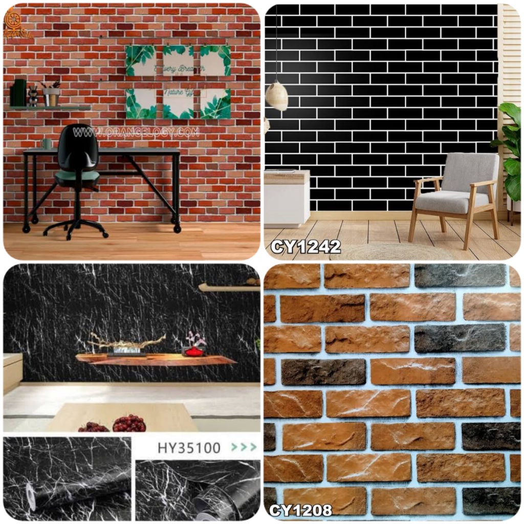 Jual Wallpaper sticker motif batu bata dan mumer | Shopee Indonesia