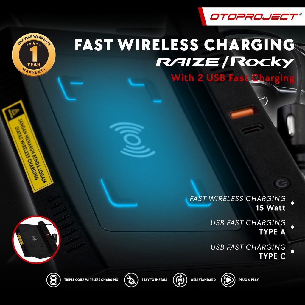 Jual Otoproject - Wireless Charging Raize / Rocky 2016 With 2 USB Fast ...