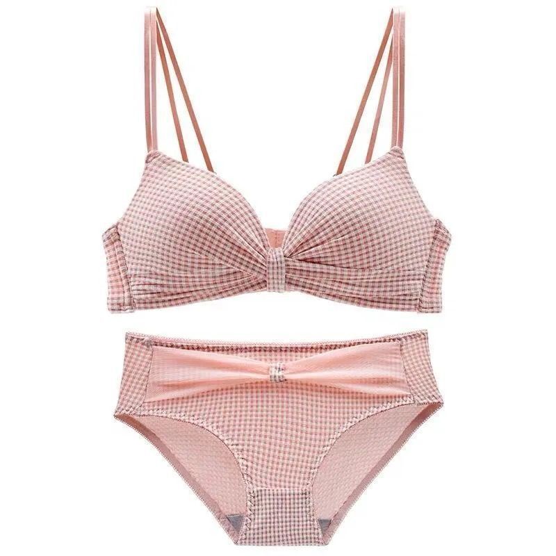 Jual HOHO_HWANG (B-129) bra set Cute small thin chest bra sexy halfcup ...