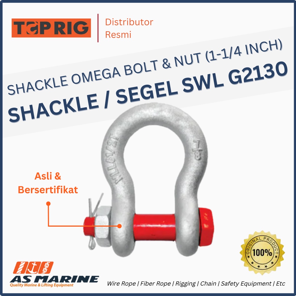 Jual TOPRIG Shackle Omega / Segel Omega G2130 Bolt & Nut 1-1/4 Inch (12 ...