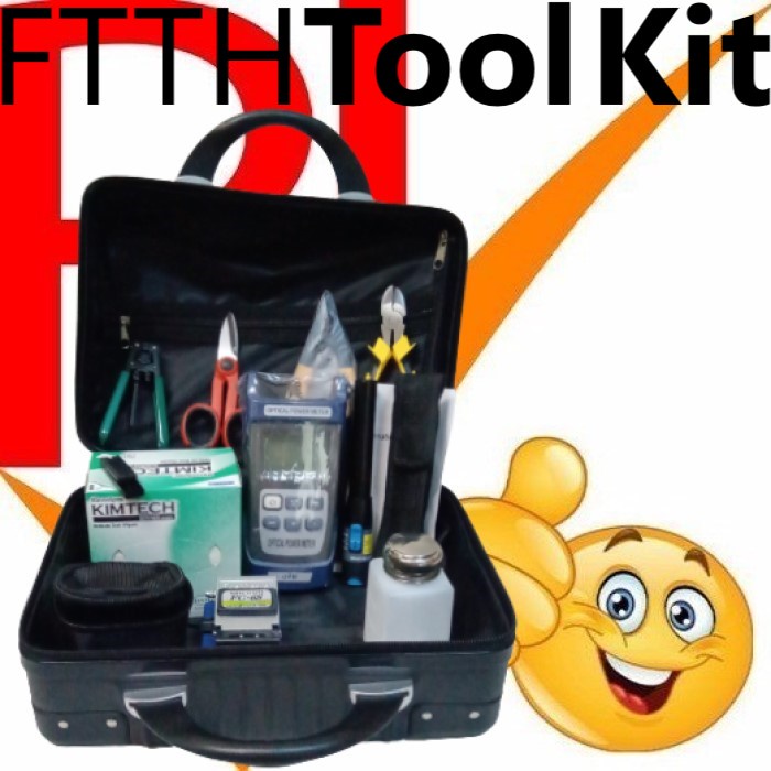 Jual FTTH Tool Kit FO Tools Full Set Cleaver Stripper OPM VFL Fiber ...
